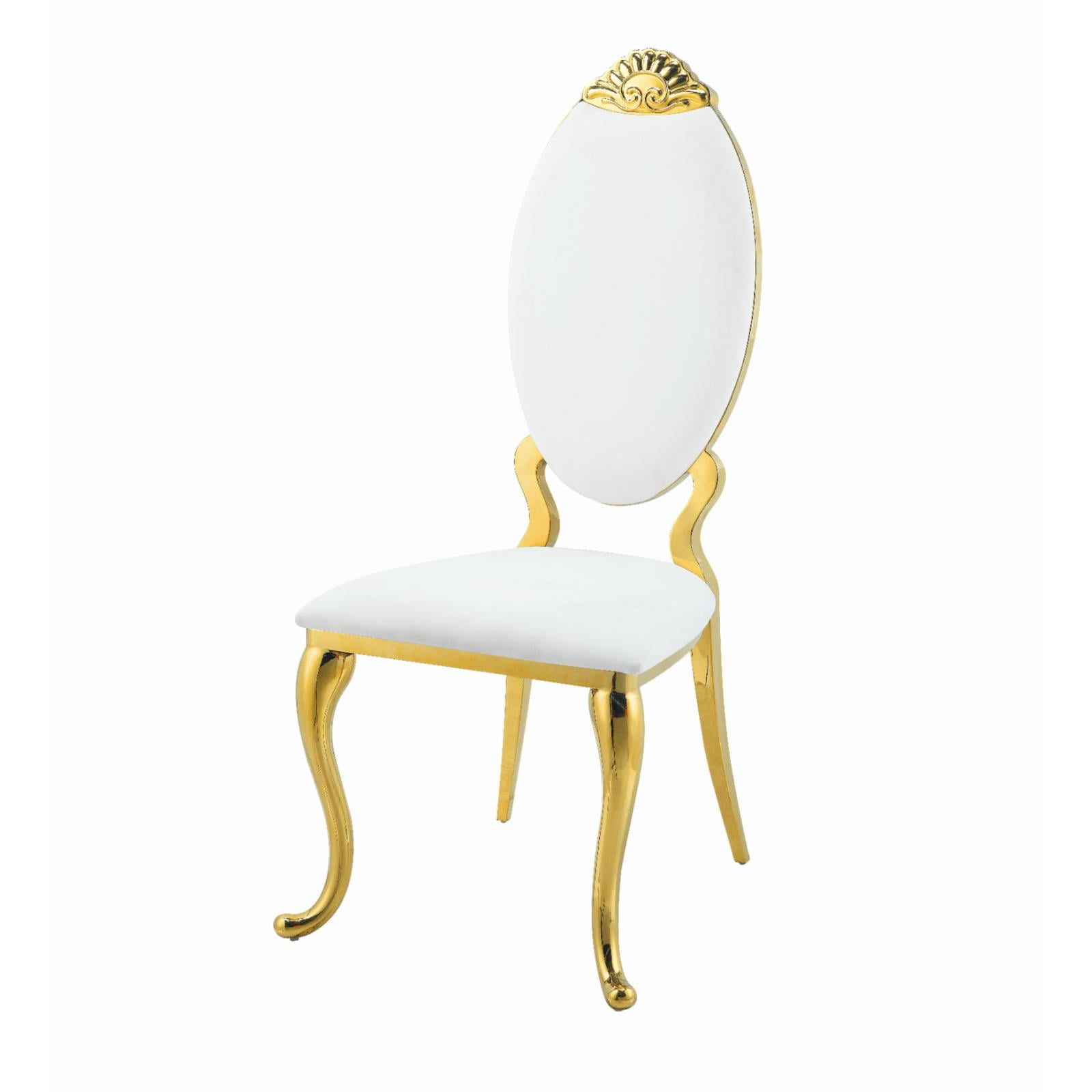 ACME Fallon Side Chair(Set-2) in White PU & Mirroed Gold Finish ...