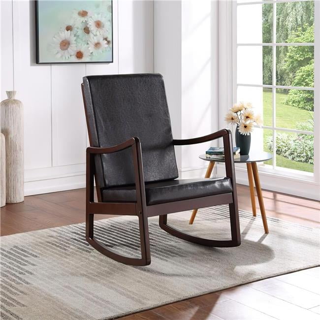 ACME Faux Leather Upholstered Rocking Chair in Dark Brown and Espresso ...