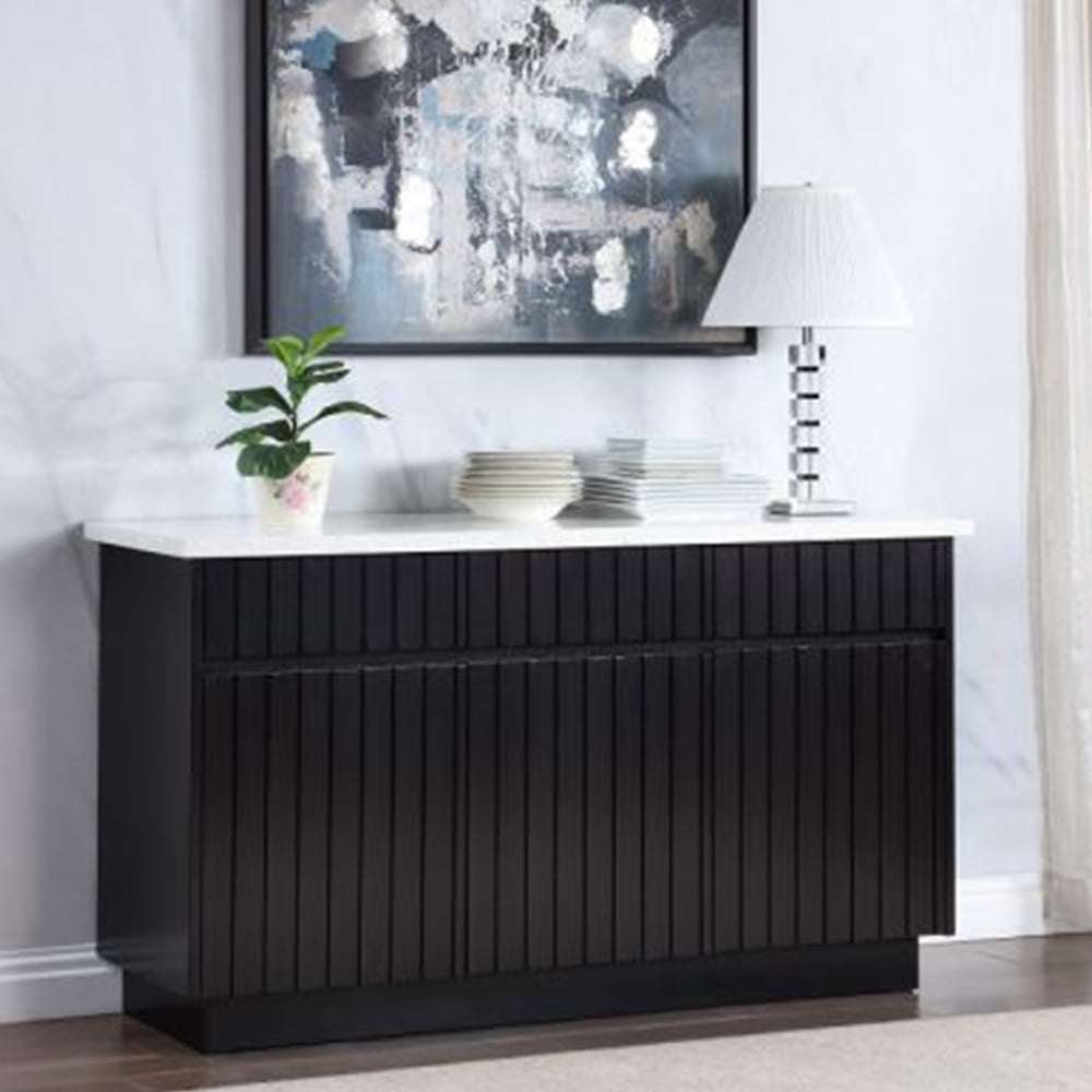 ACME Furniture Jaramillo 3-Door Wood Server with Marble Top in White ...