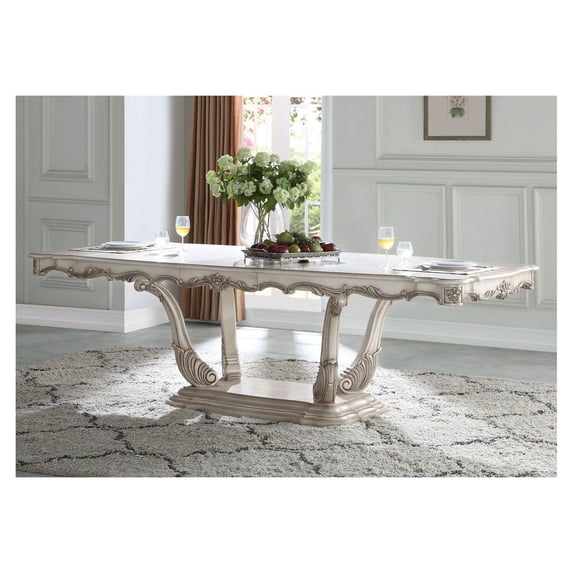 ACME Gorsedd Dining Table, Golden Ivory Finish - Walmart.com