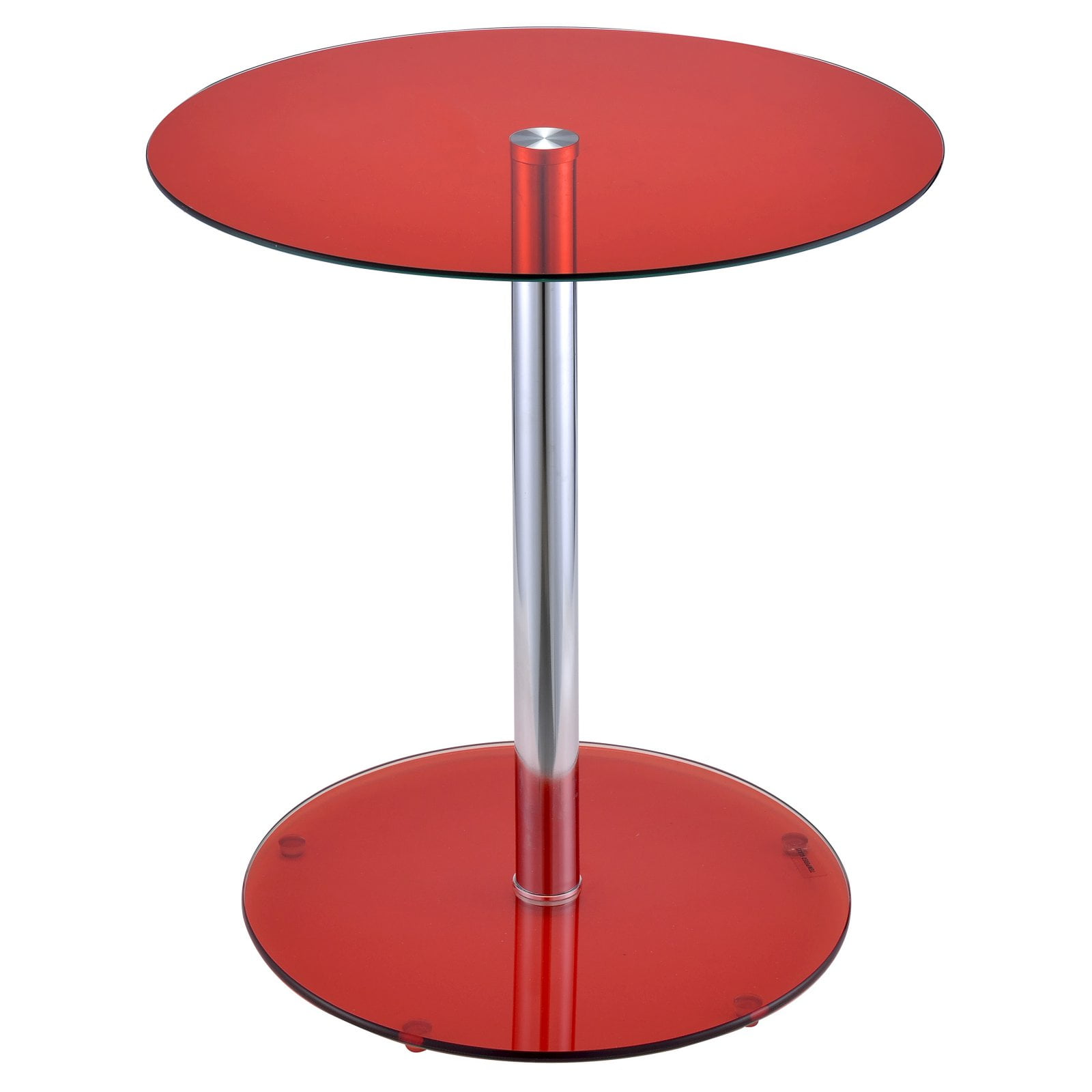 ACME 81946 Halley Side Table, Red Glass & Chrome - Walmart.com