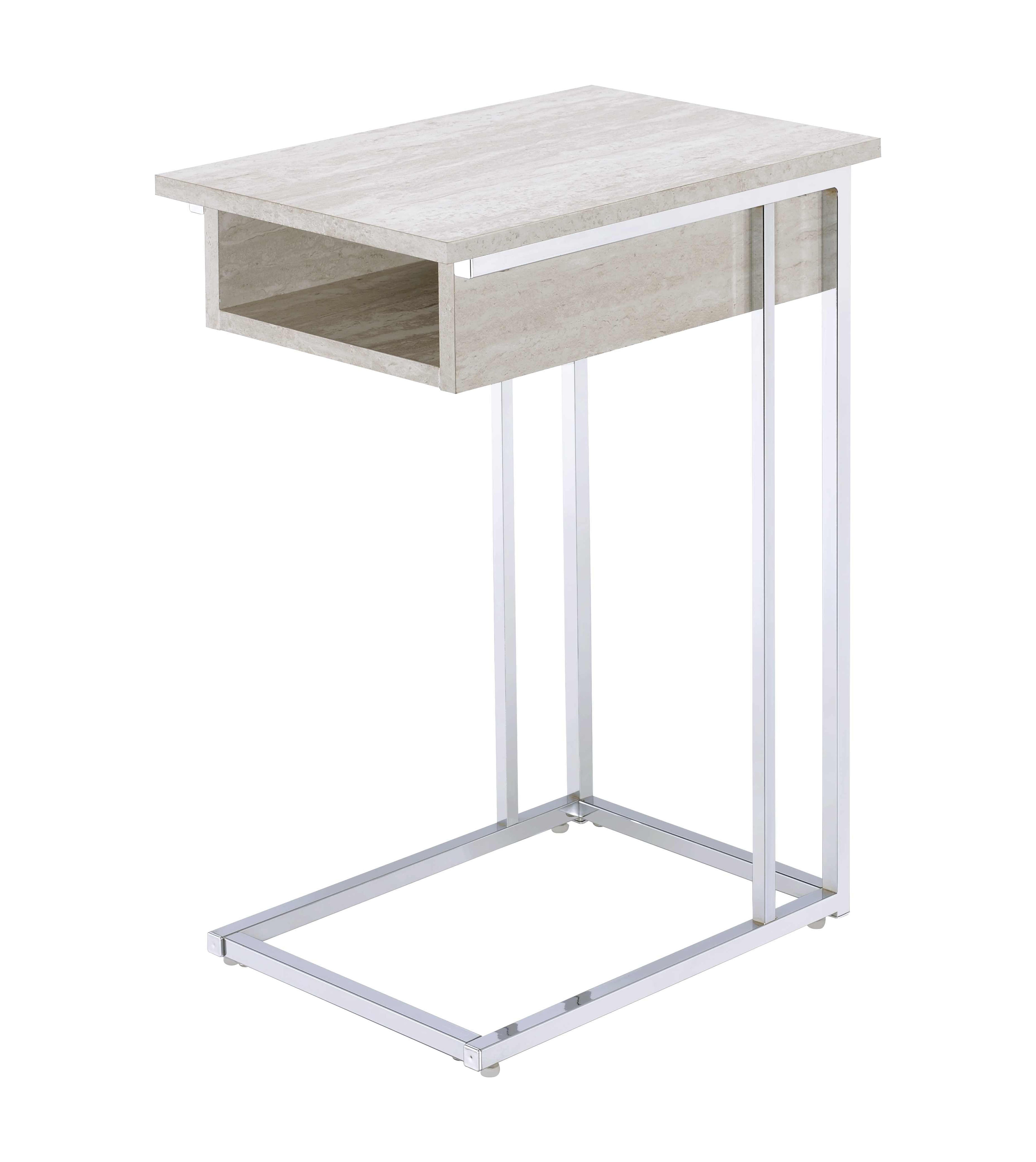 ACME 84654 Philo II Side Table with USB Dock - Natural & Chrome - 24 x ...