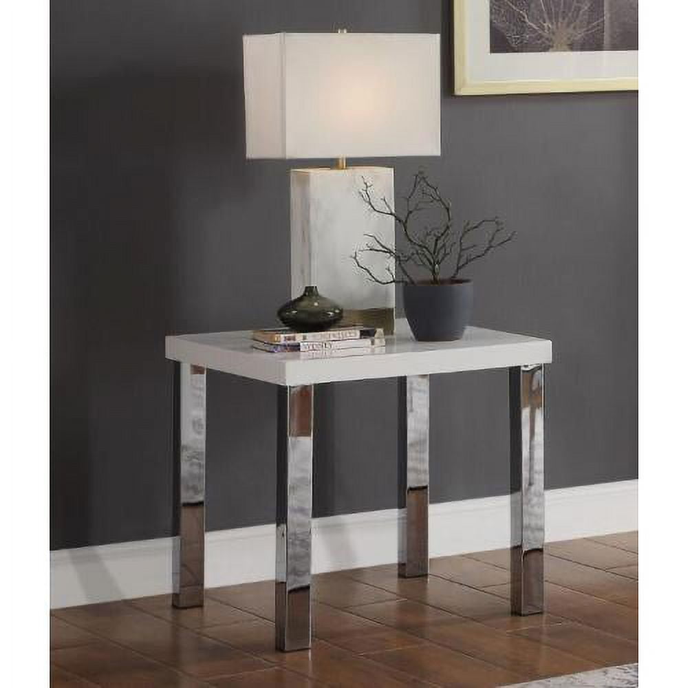 ACME Harta End Table, White High Gloss & Chrome 82332 - Walmart.com