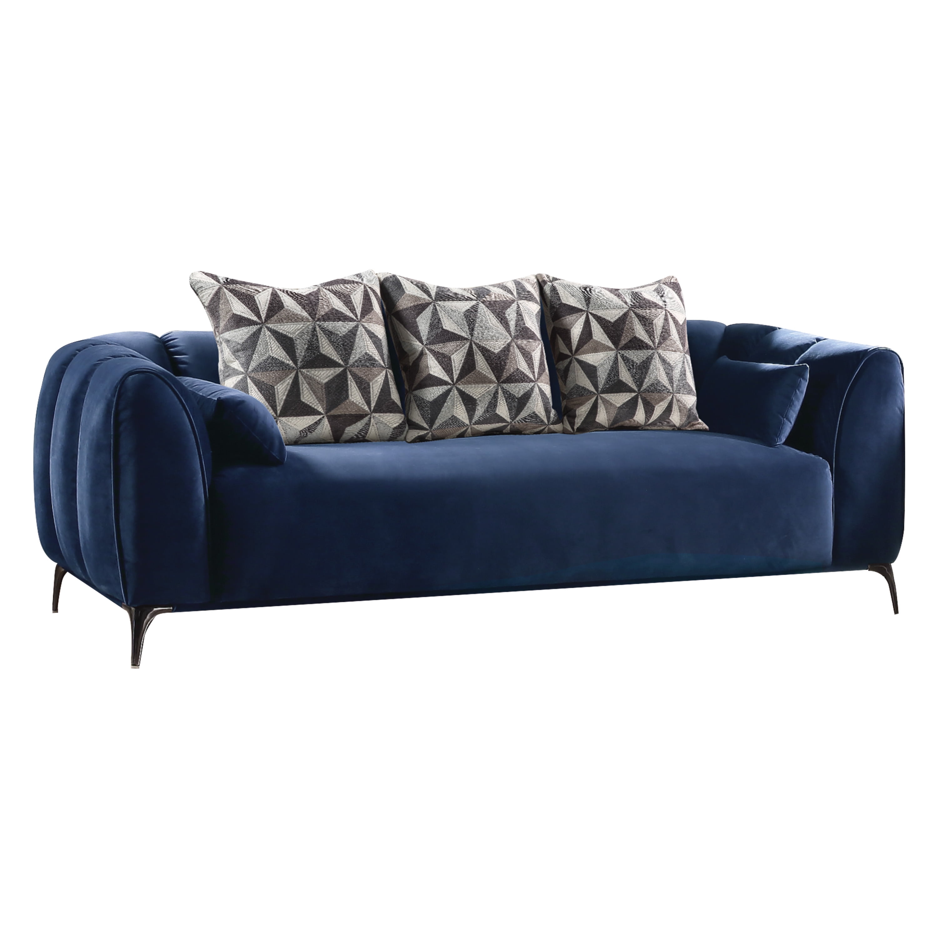Acme Sofa with 5 Pillows in Blue Velvet Finish 50435 - Walmart.com