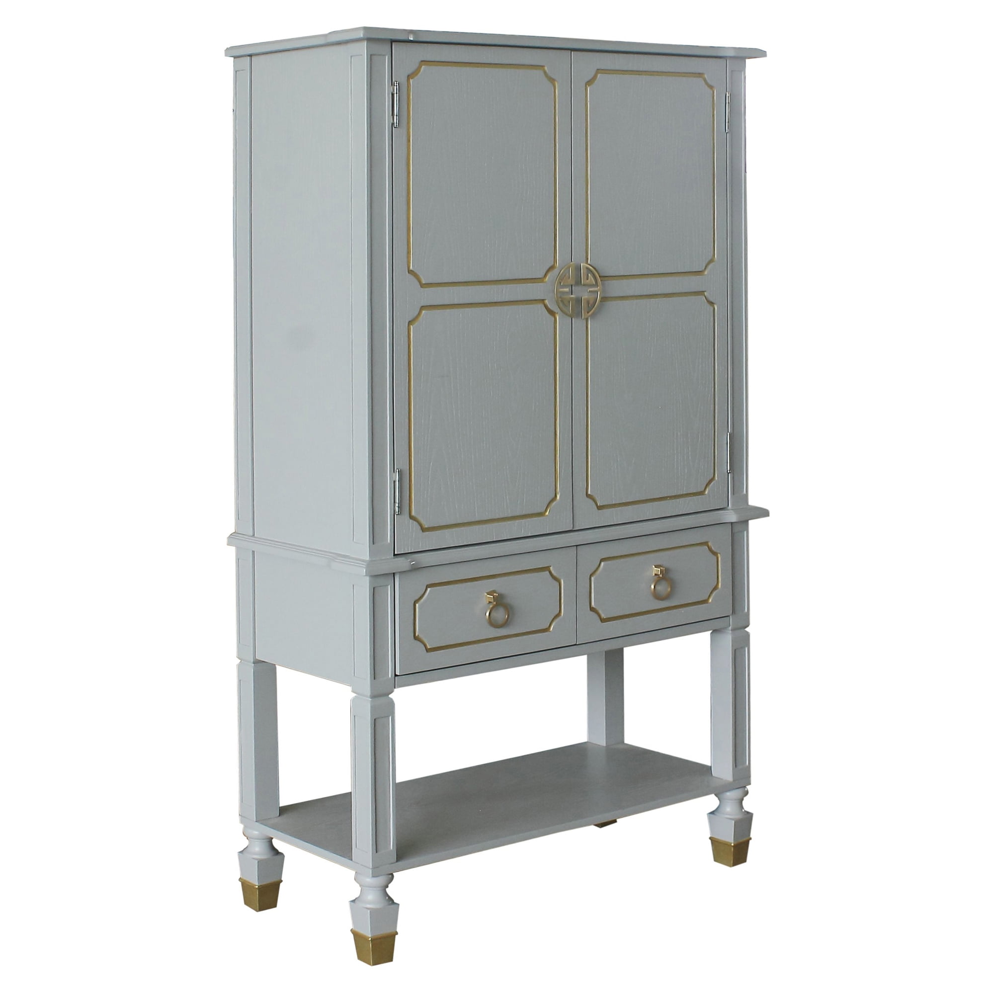 ACME House Marchese Cabinet in Gold and Pearl Gray - Walmart.com