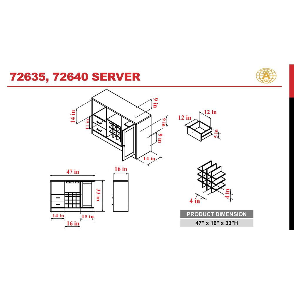 ACME Joice Wooden 2-Drawer Server with Shelf in Espresso - Walmart.com