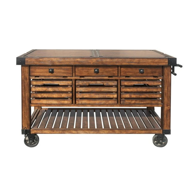 ACME Kaif Wooden Storage Kitchen Cart, 3-Drawer with Baskets in ...