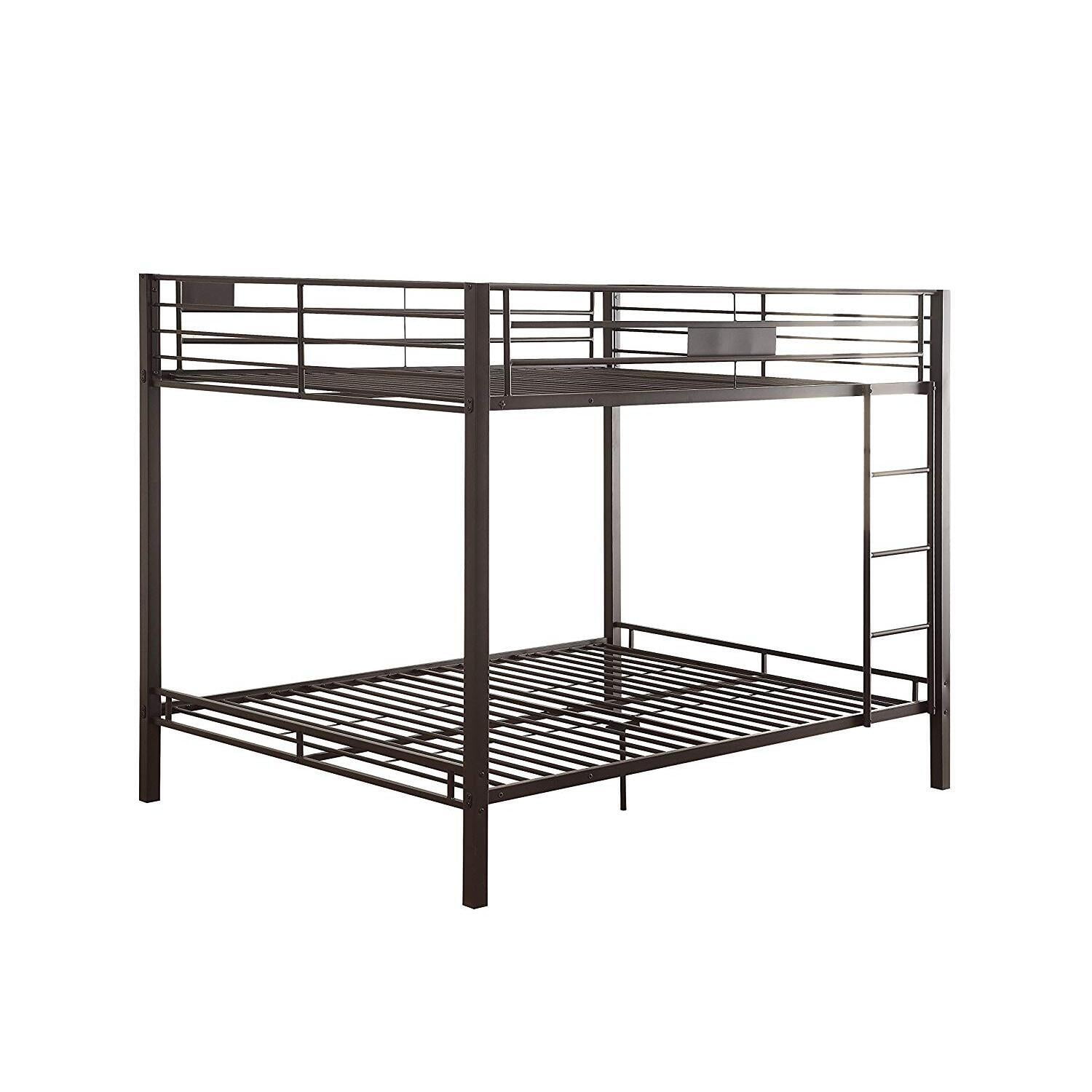 ACME Kaleb Metal Frame Queen Over Queen Bunk Bed with Ladder in Sandy ...