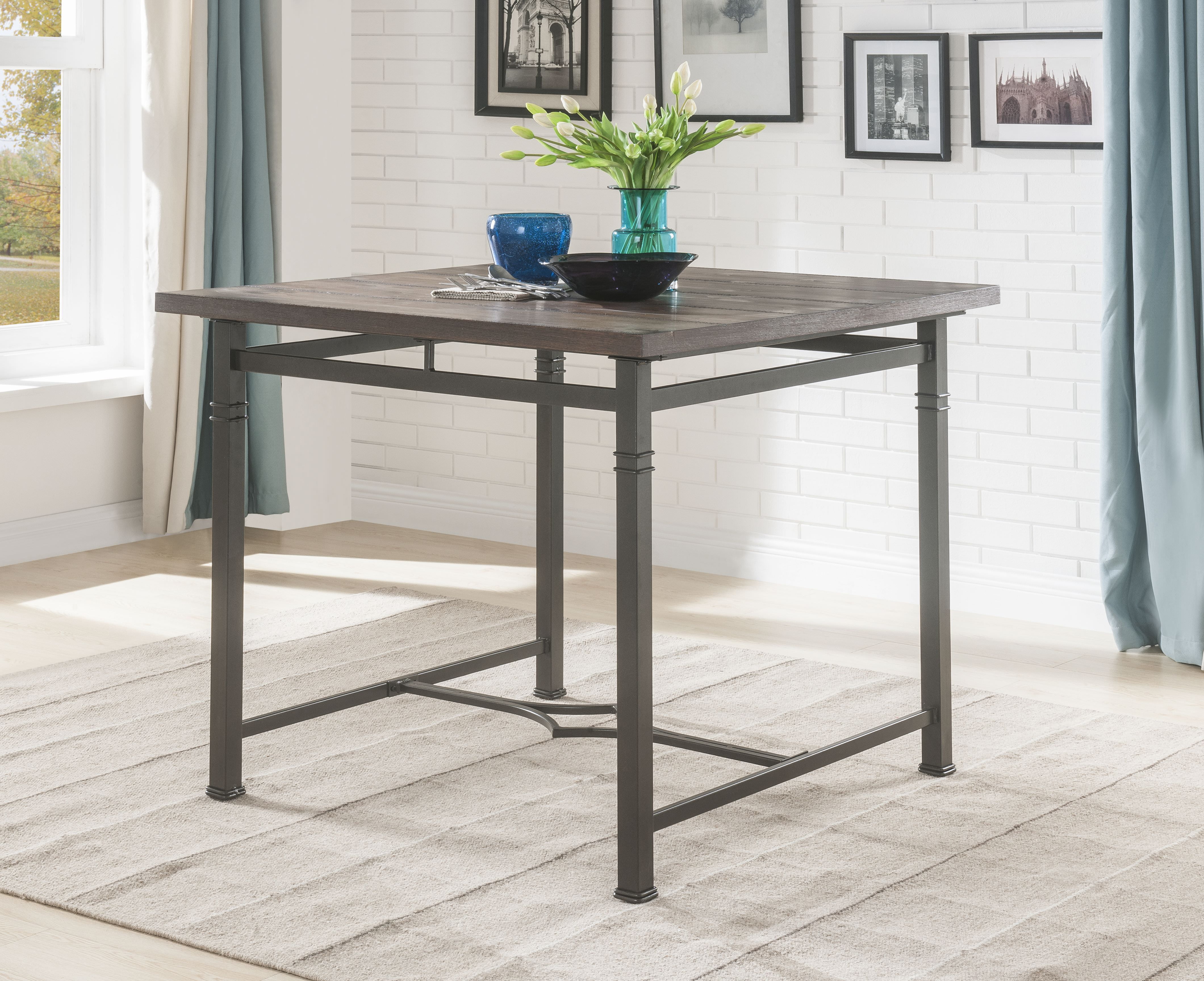 ACME LynLee Counter Height Table in Weathered Dark Oak and Dark Bronze ...