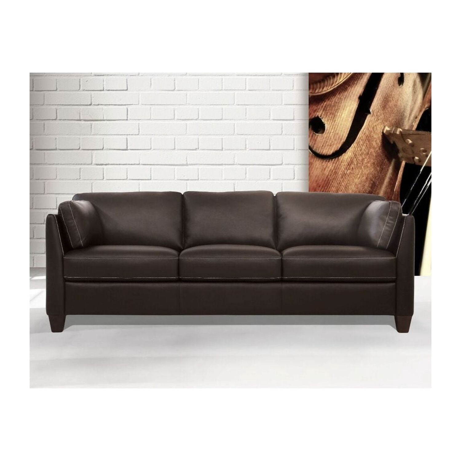 ACME Matias Leather Sofa in Chocolate - Walmart.com