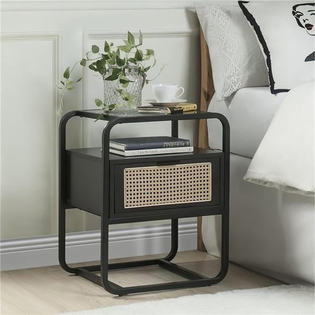 ACME Metal Frame Nightstand with One Drawer in Black - Walmart.com