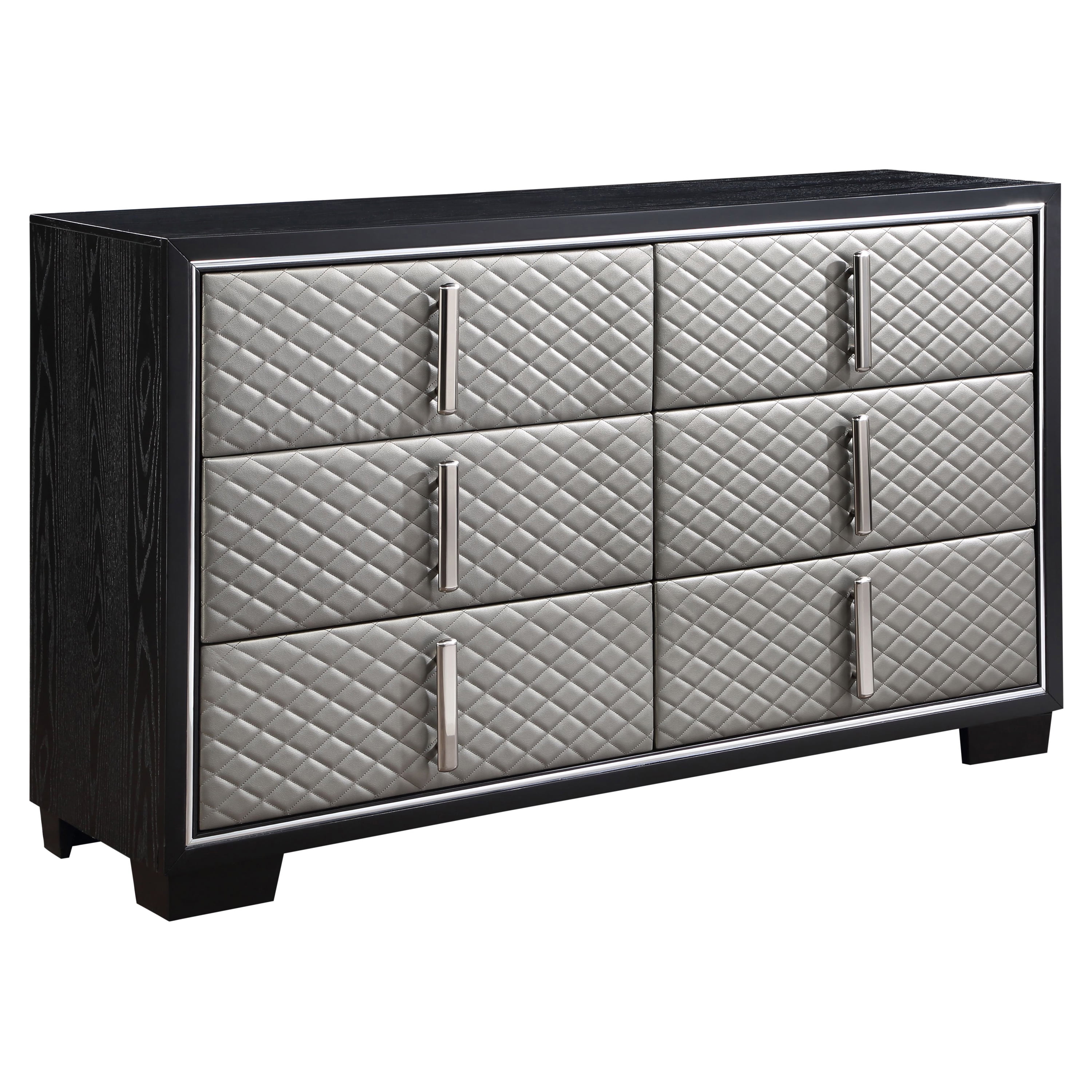 ACME Nicola 6-Drawer Double Dresser in Silver and Black - Walmart.com