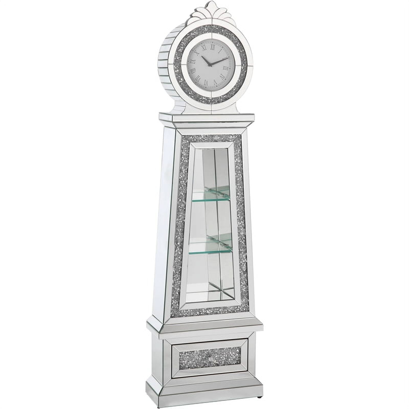 ACME Noralie Grandfather Clock in Mirrored & Faux Diamonds - Walmart.com