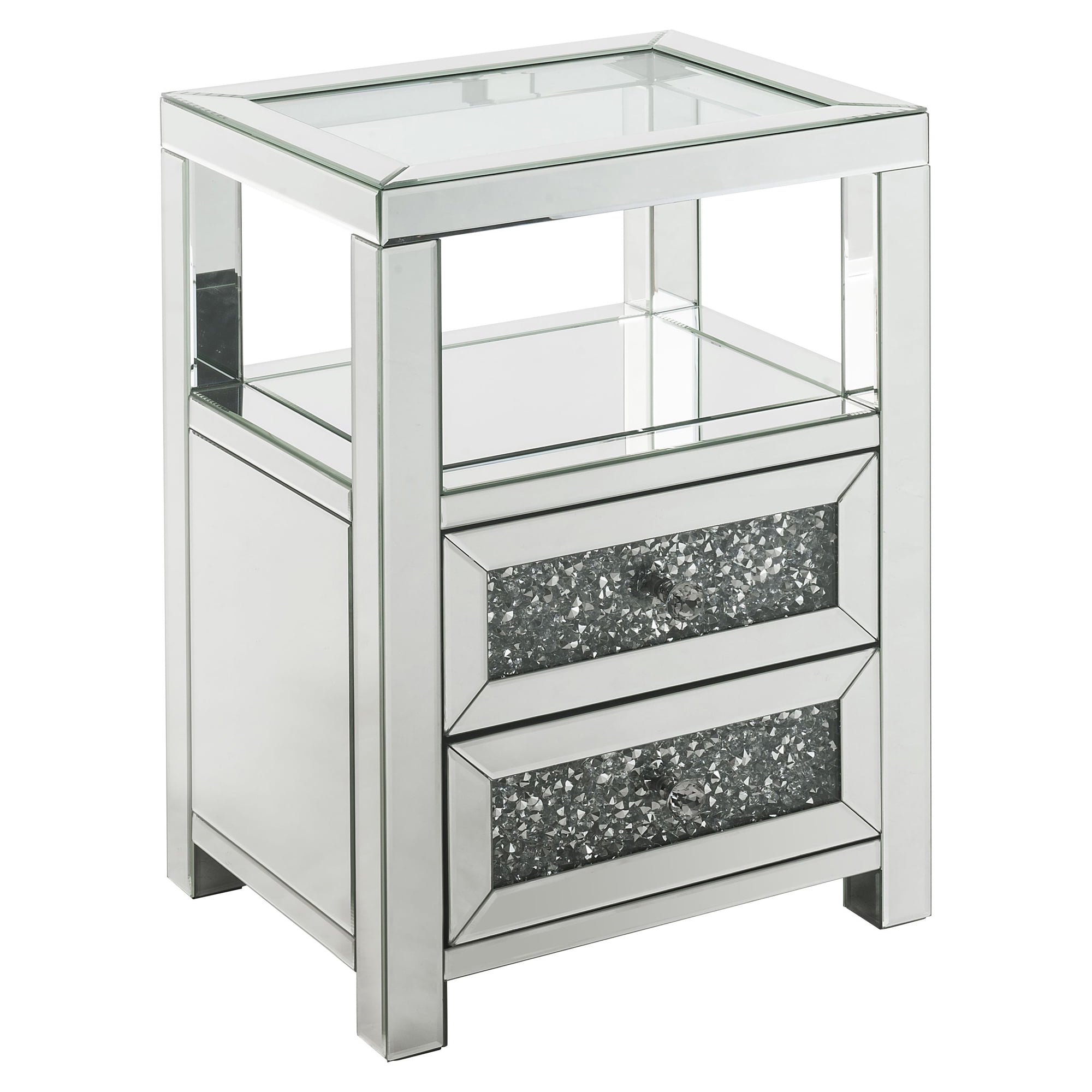 ACME Noralie Storage Accent Table in Clear and Mirrored - Walmart.com