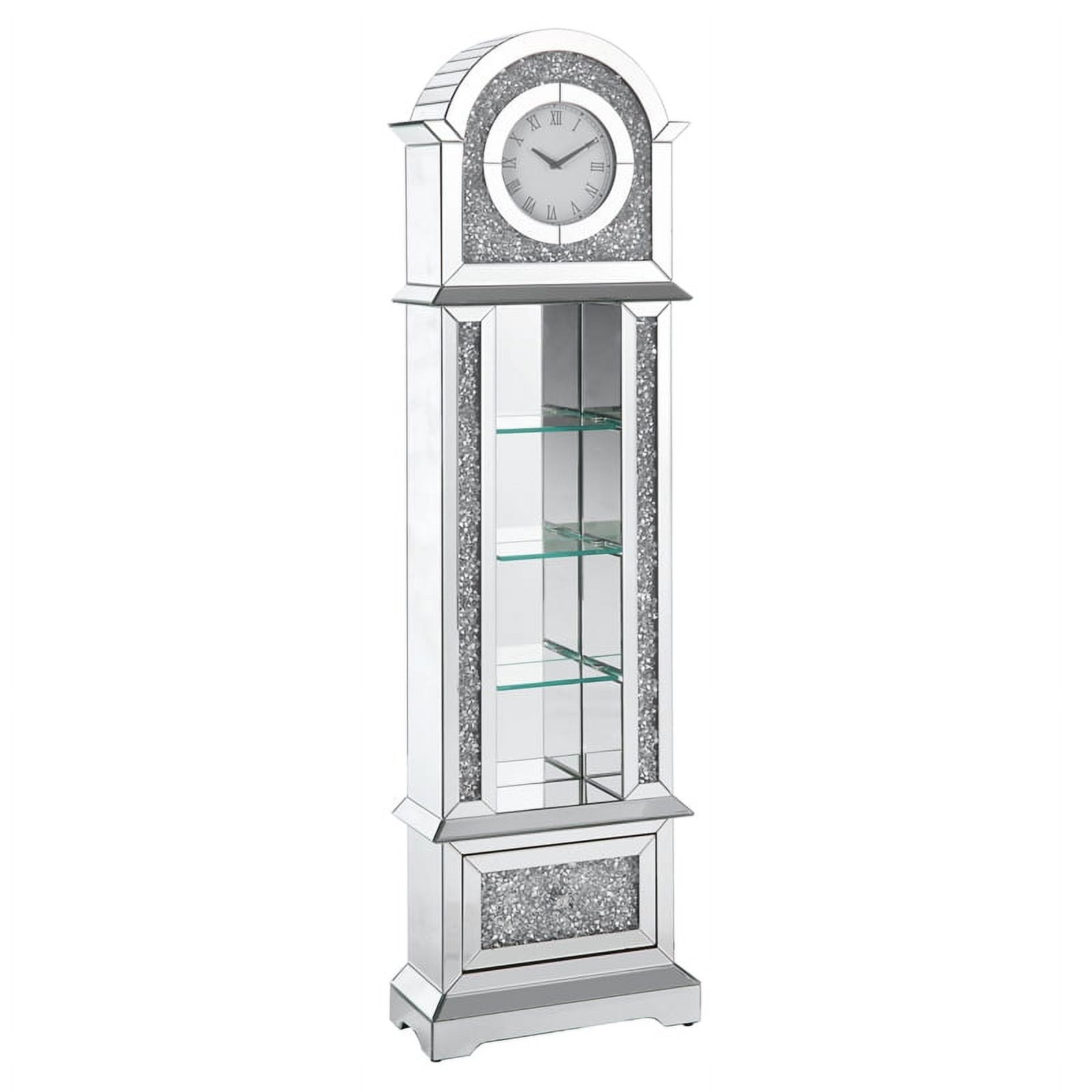 ACME Noralie GRANDFATHER CLOCK W/LED Mirrored Faux Diamonds AC00352 ...