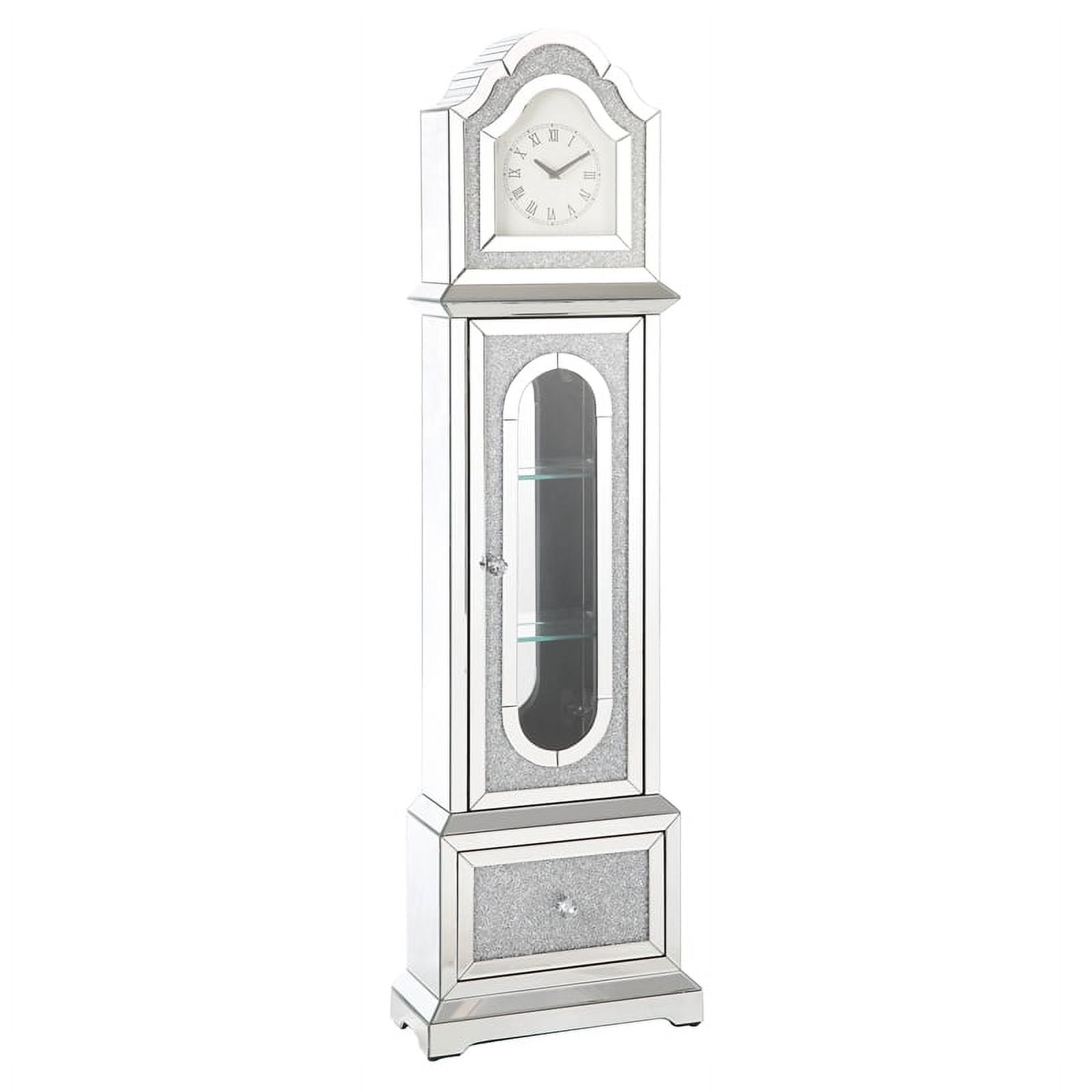 ACME Noralie Wood Frame Grandfather Clock with LED in Mirrored and Faux ...