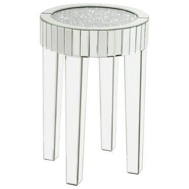 ACME Noralie Square Mirror Top End Table in Mirrored and Faux Diamonds ...