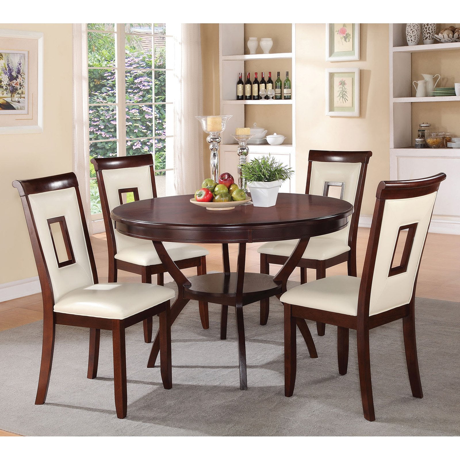 ACME Oswell 5-Piece Pack Dining Set, Black PU & Cherry - Walmart.com