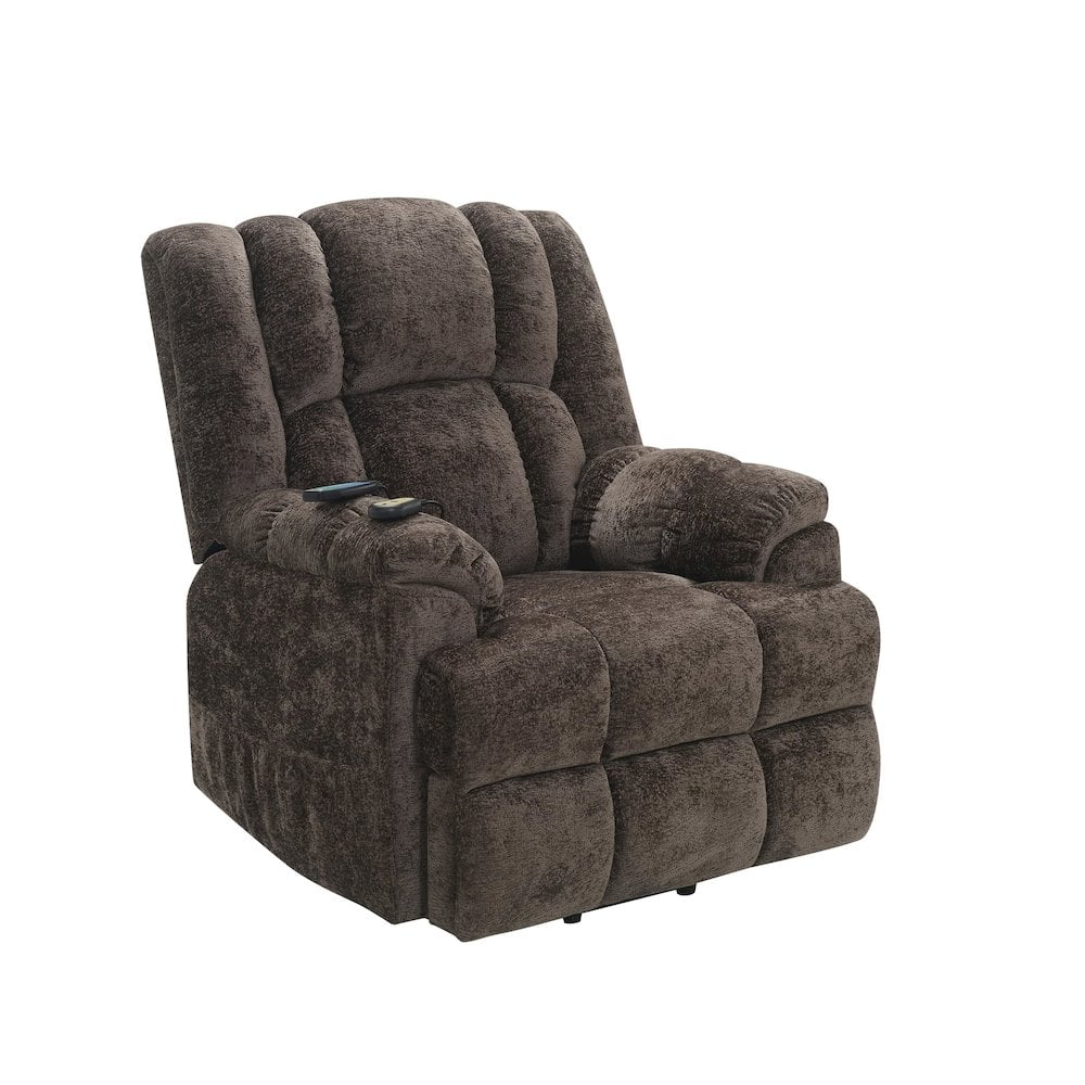 ACME Pacay Velvet Power Recliner with Lift/Heating and Massage in Brown ...