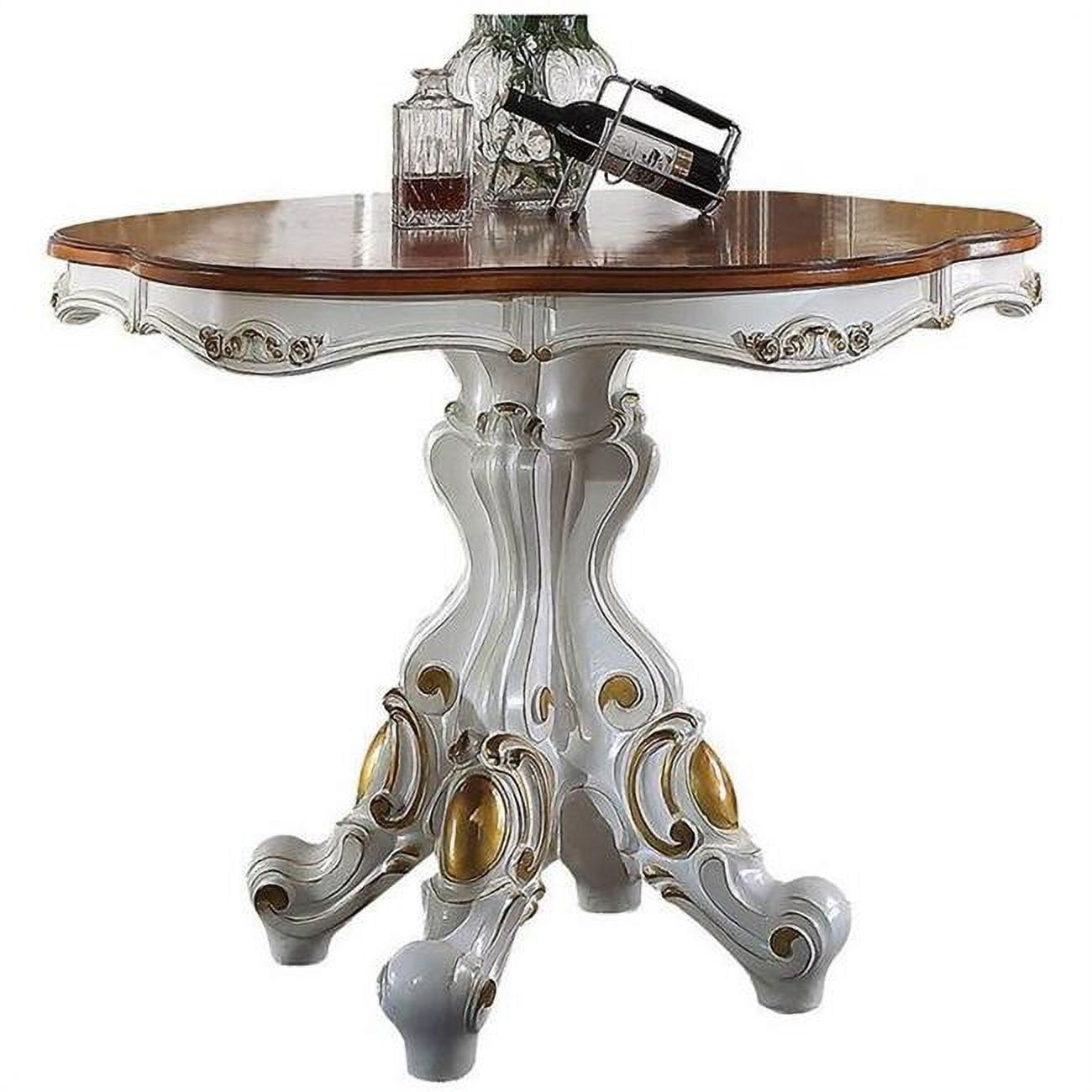 ACME Picardy Round Wooden Counter Height Table in Antique Pearl and ...