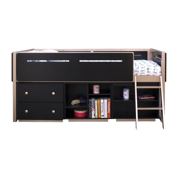 Prescott Bookshelf (4 Compartments) in Black & Rose-Gold - Walmart.com