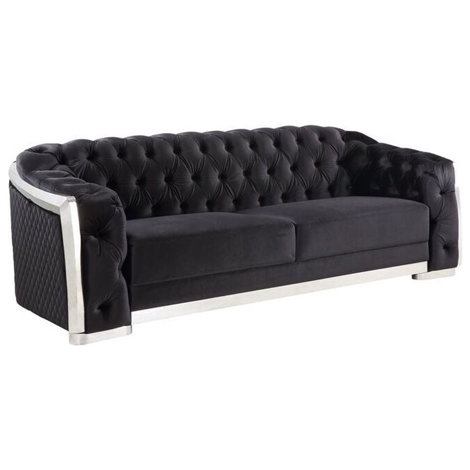 LV00296 - Sofa, Black Velvet & Chrome Finish - Pyroden - Walmart.com