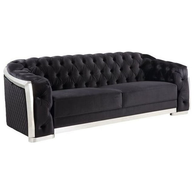 LV00296 - Sofa, Black Velvet & Chrome Finish - Pyroden - Walmart.com