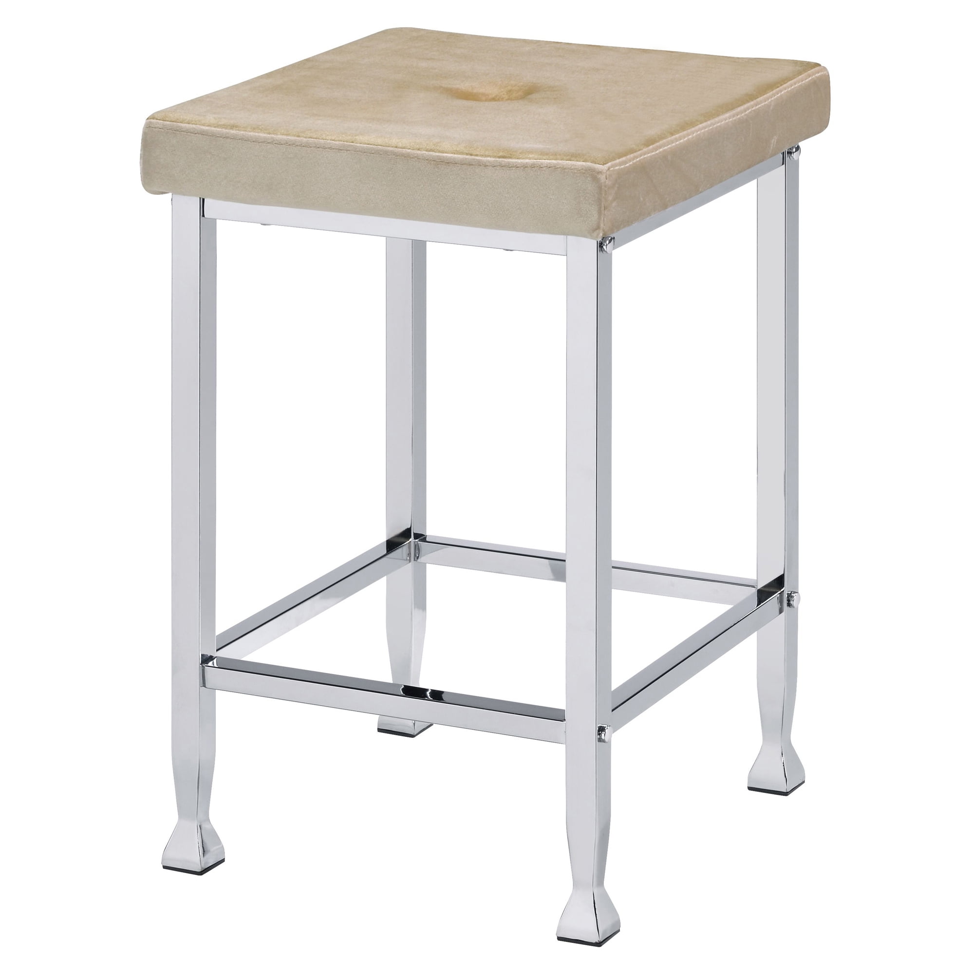 ACME Raine Counter Height Stool in Beige and Chrome (Set of 2 ...