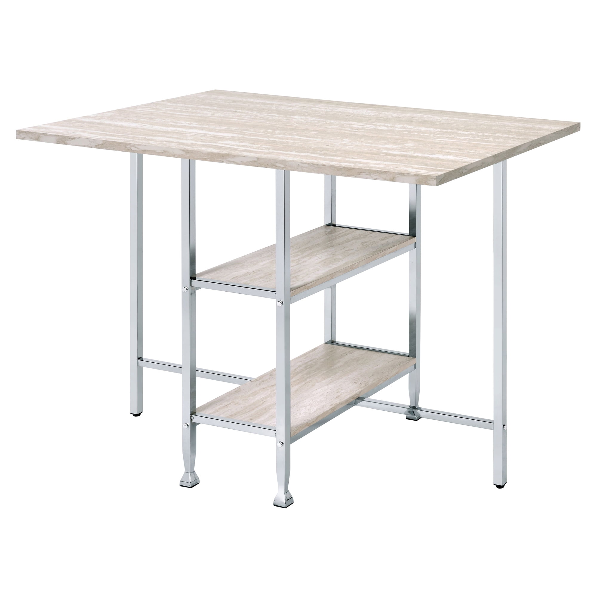 ACME Raine Counter Hight Table in Antique White and Chrome - Walmart.com