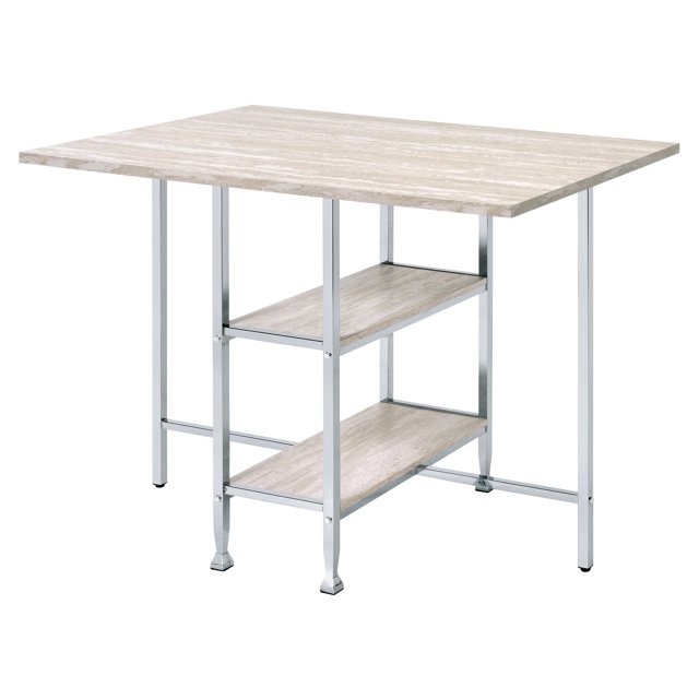 ACME Raine Counter Hight Table in Antique White and Chrome - Walmart.com