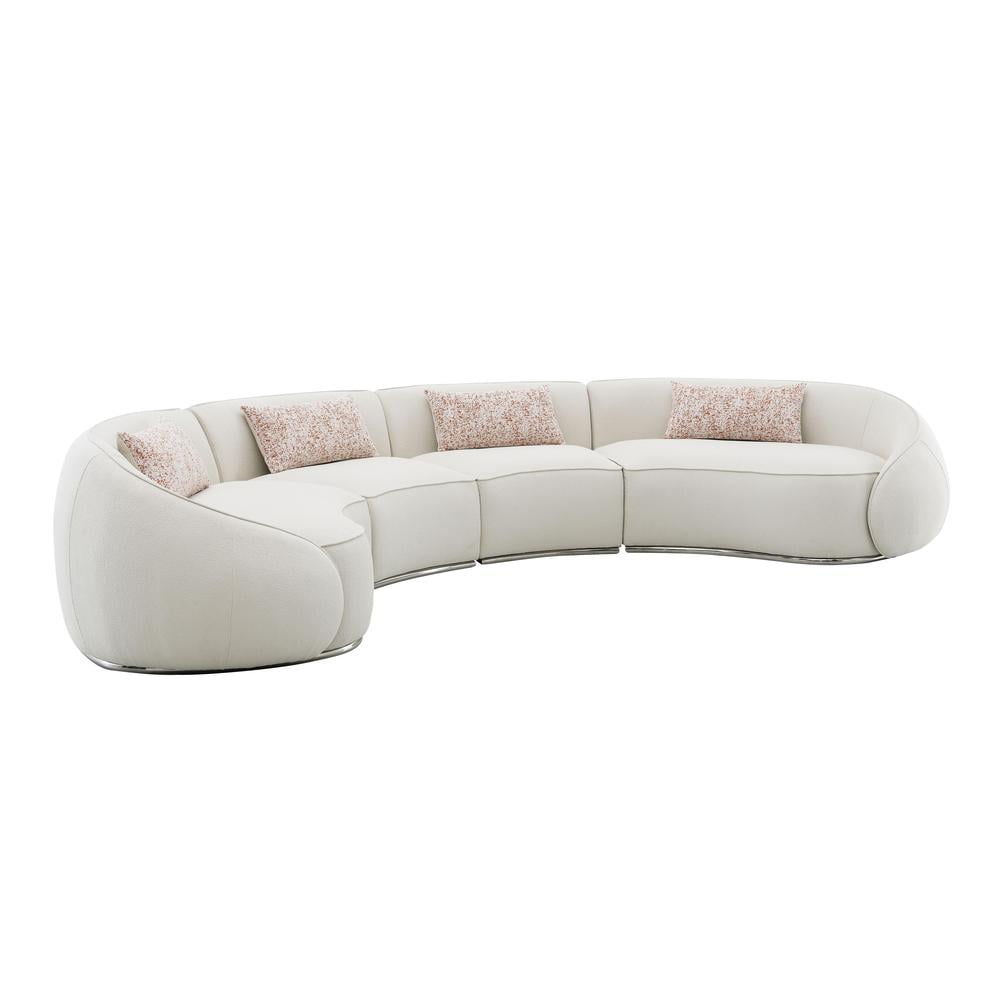 ACME Sahara Fabric Upholstered Sectional Sofa with 3 Pillows in Beige ...