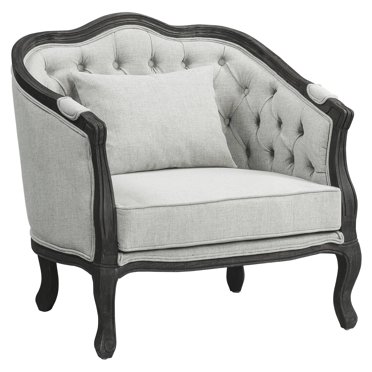 ACME Pyroden Sloped Arm Tufted Accent Chair in Black and Chrome ...