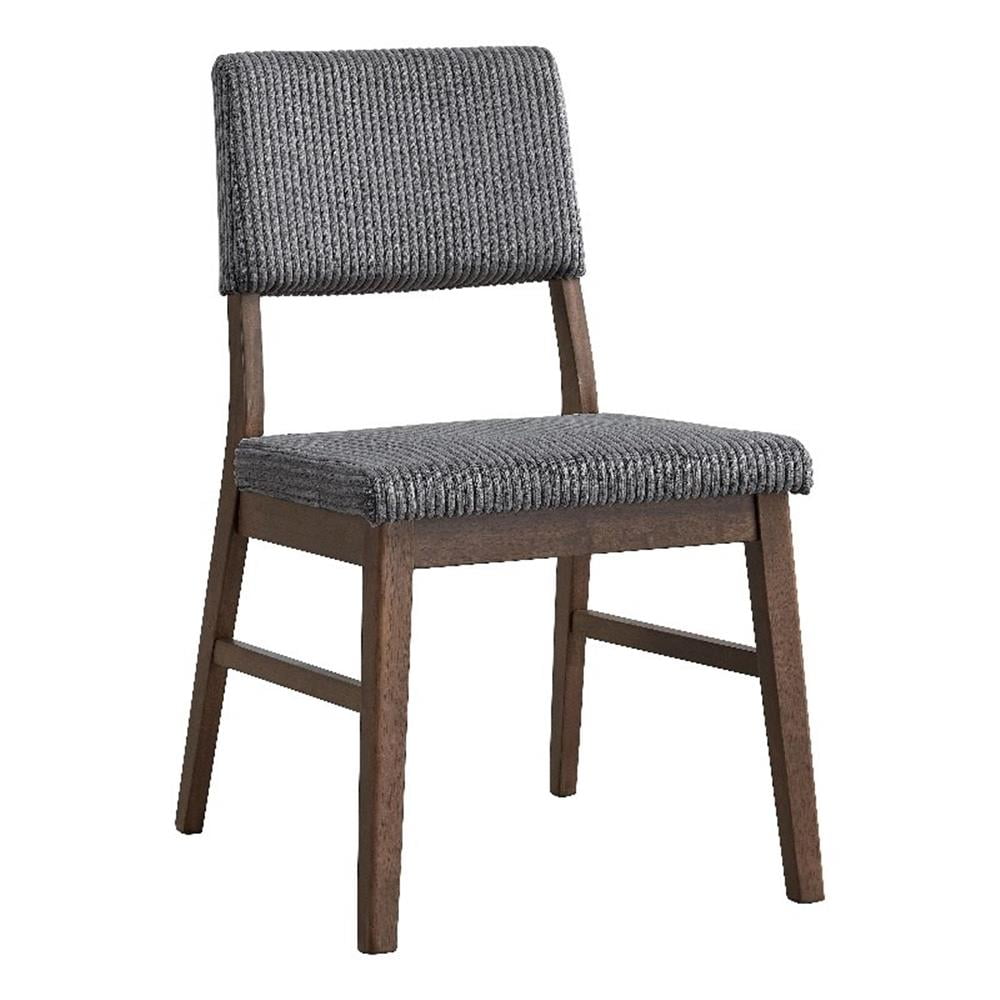 ACME Seda Wood and Fabric Upholstered Side Chair in Gray and Walnut ...