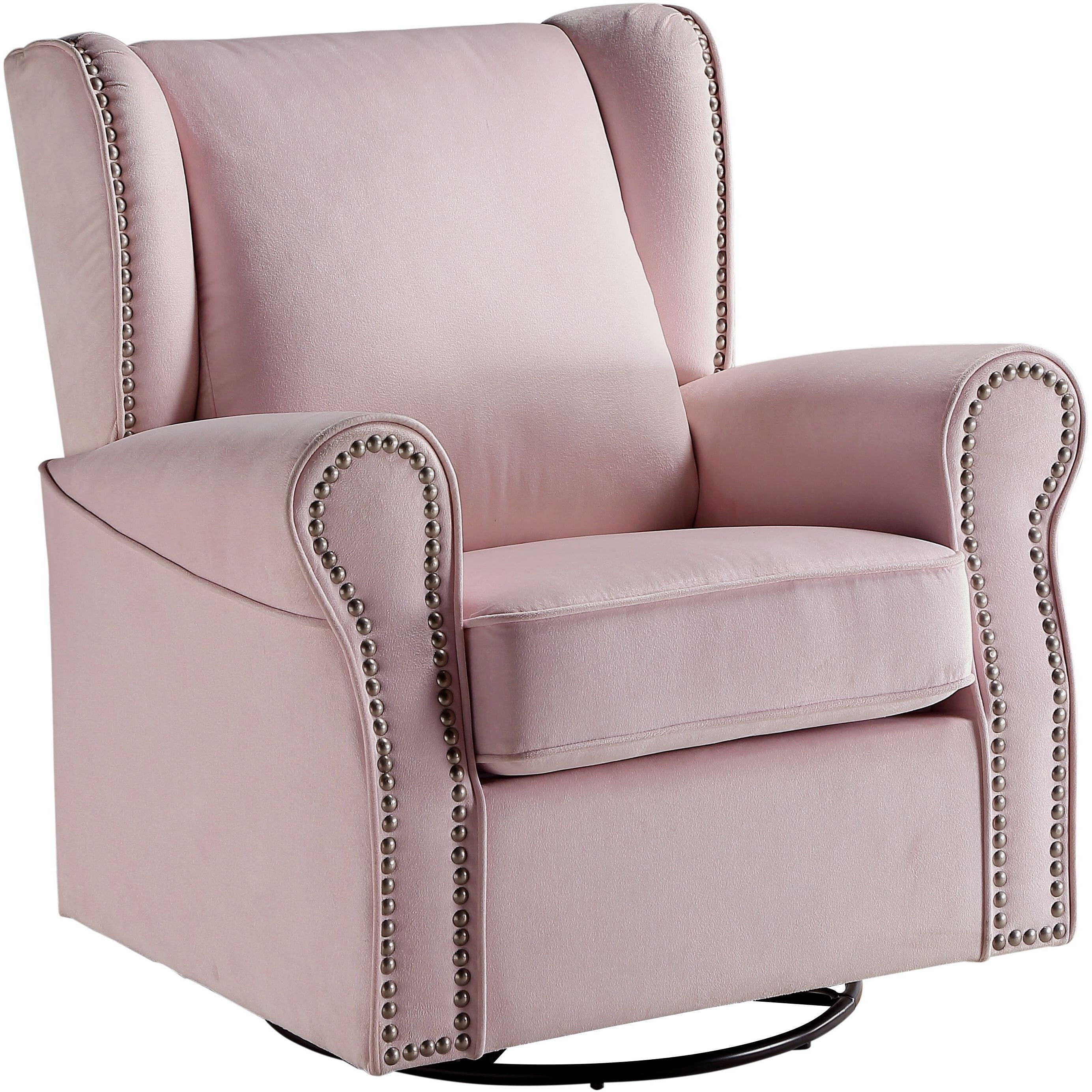 ACME Tamaki Swivel Chair with Glider in Pink Fabric - Walmart.com
