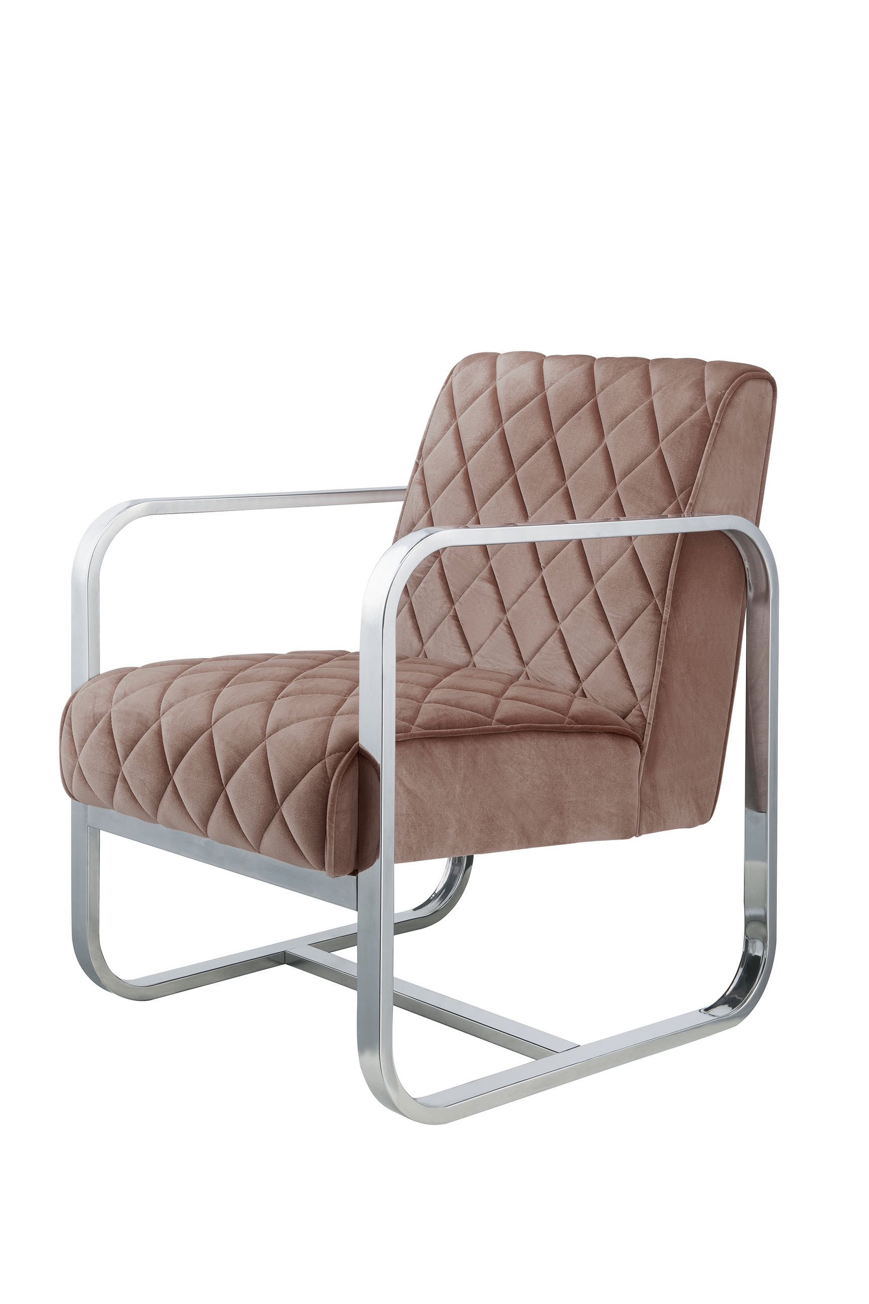Tasmine Accent Chair, Peach Velvet & Chrome - Walmart.com