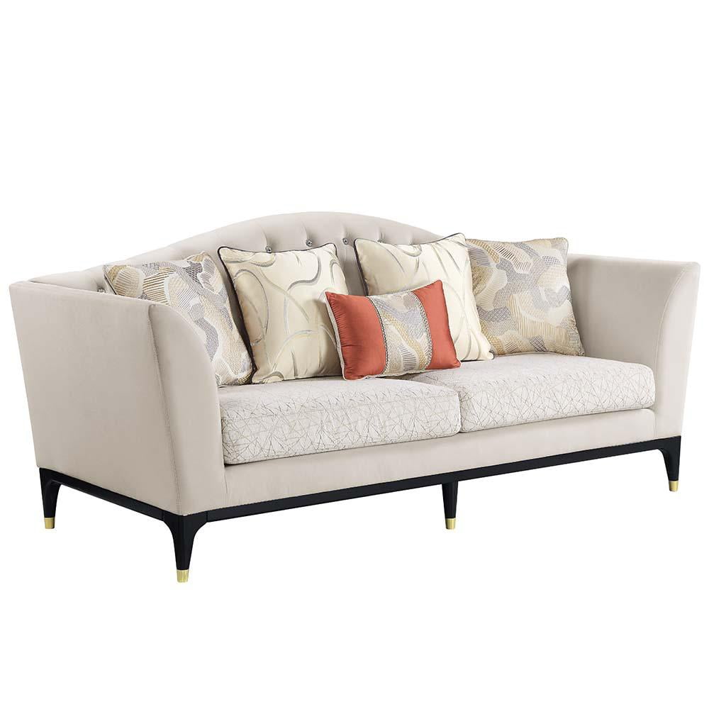 ACME Tayden Sofa w/5 Pillows, Beige Velvet - Walmart.com