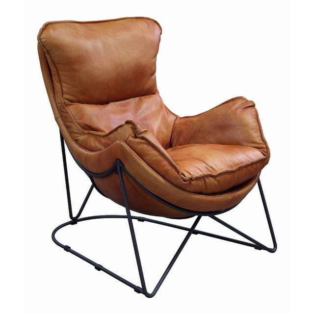 ACME Thurshan Accent Chair in Aperol Top Grain Leather and Black ...