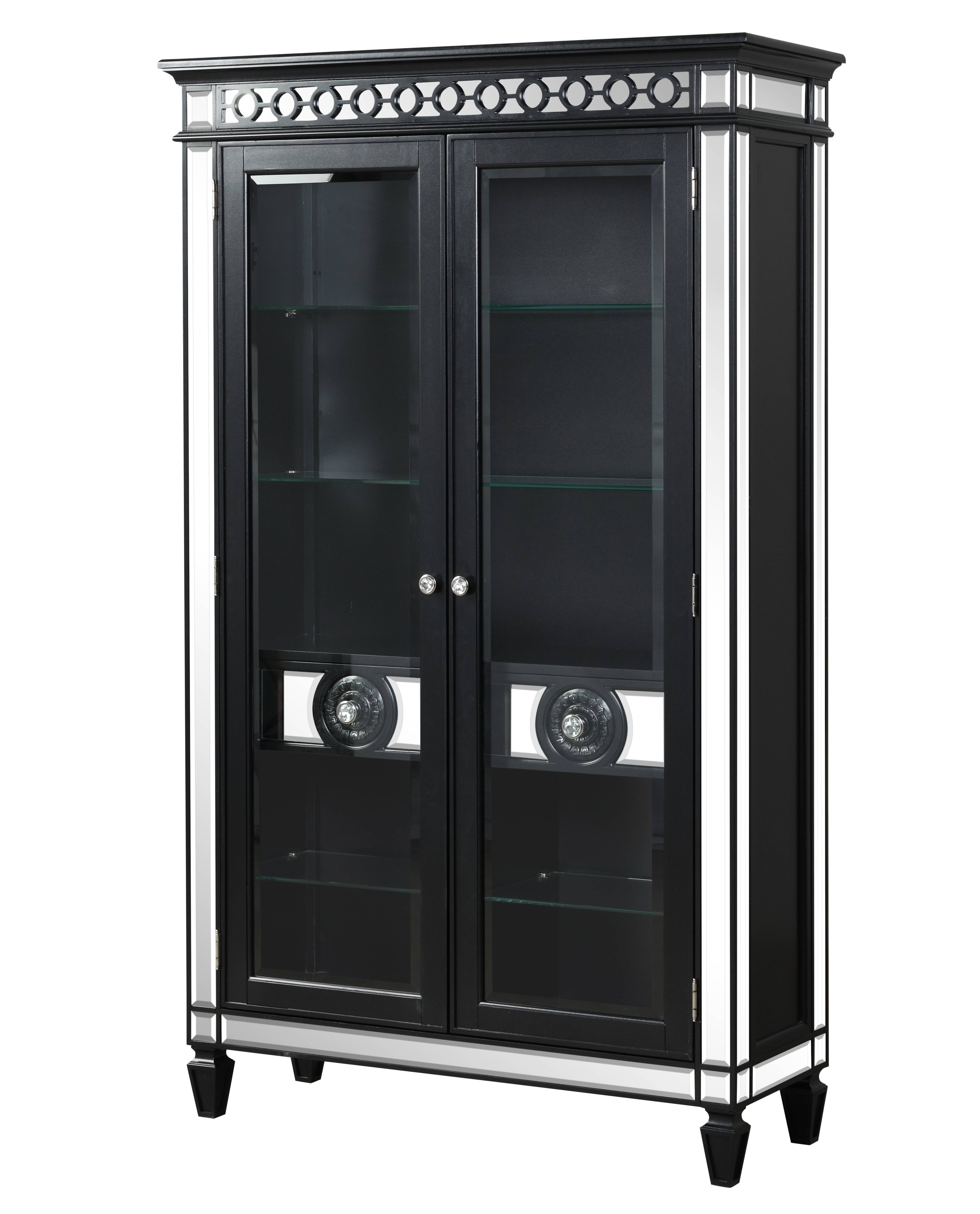 ACME Varian II Wooden Frame Curio with 2 Glass Doors in Black and ...