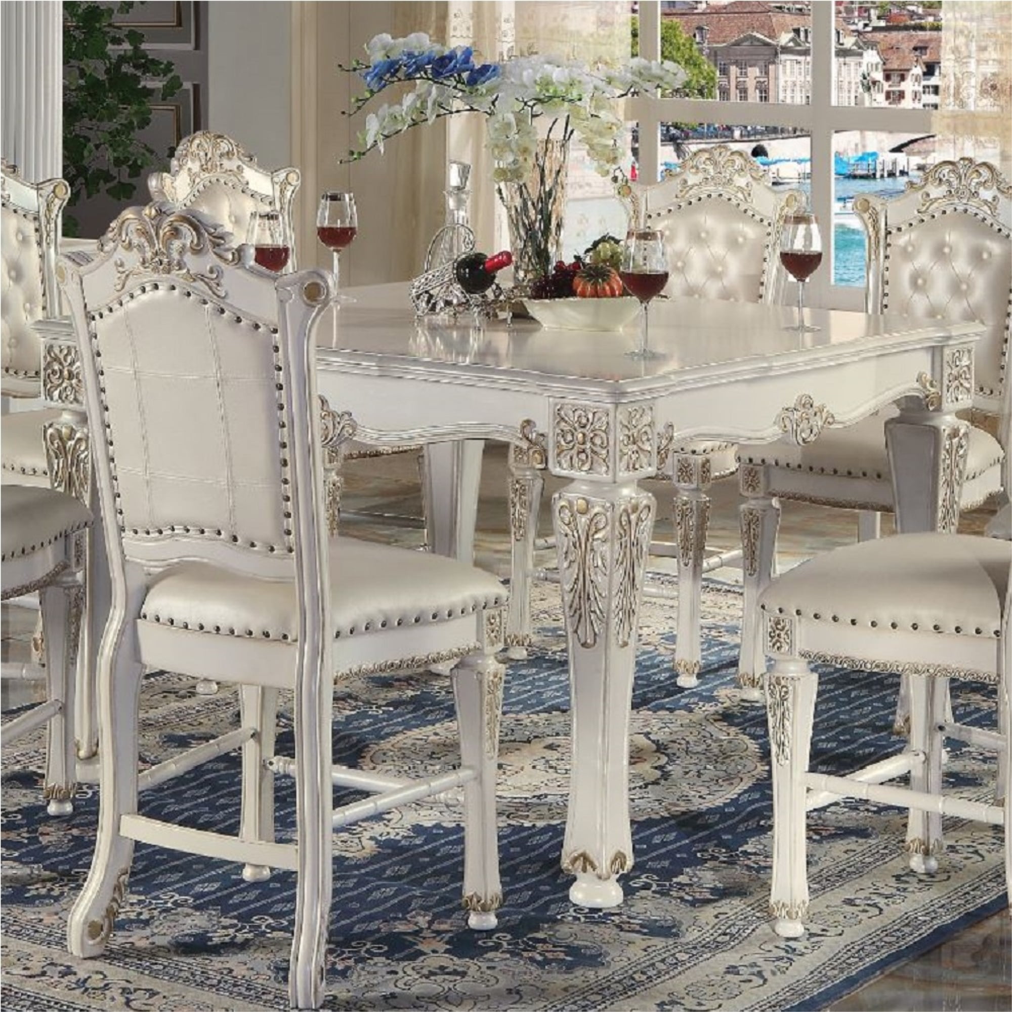 ACME Vendome 54 in Rectangle Dining Table, Antique Pearl - Walmart.com