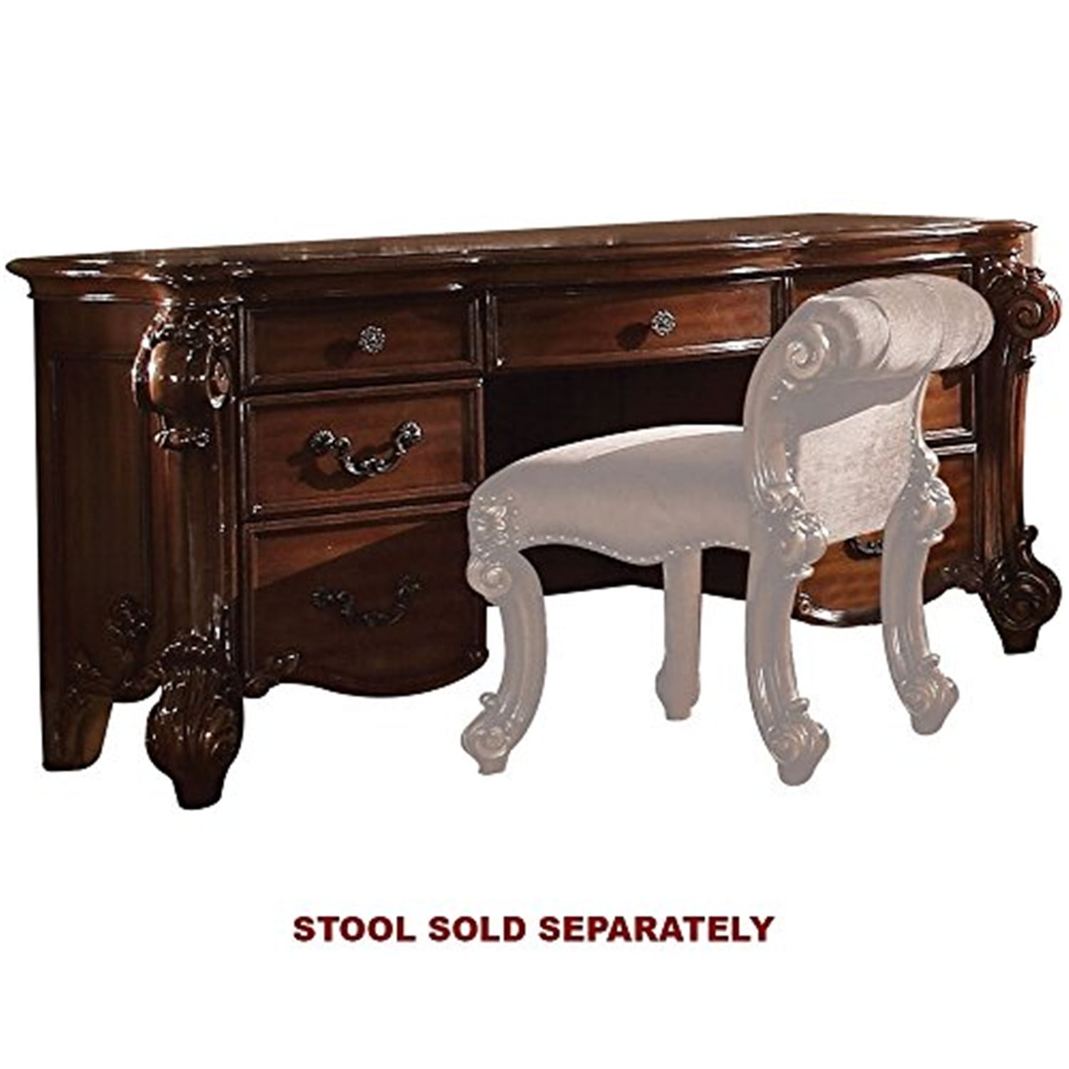ACME Vendome Cherry Wood 7 Drawer Dressing Table Vanity Desk - Walmart.com