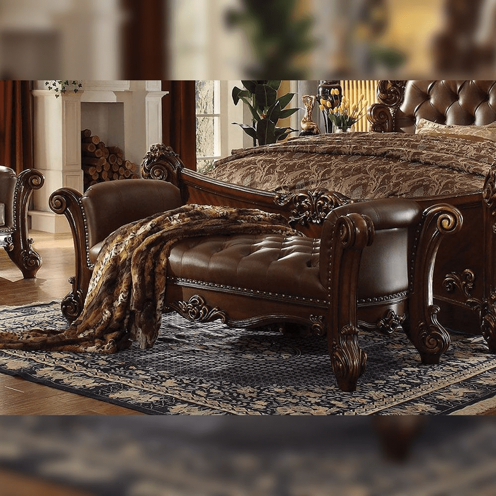 ACME Vendome Bench, Synthetic Leather & Cherry - Walmart.com