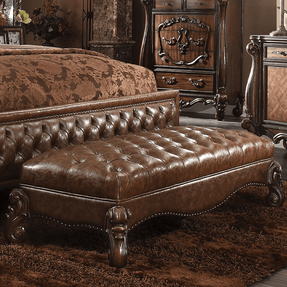 ACME Versailles Bench in Two Tone Light Brown Synthetic Leather ...