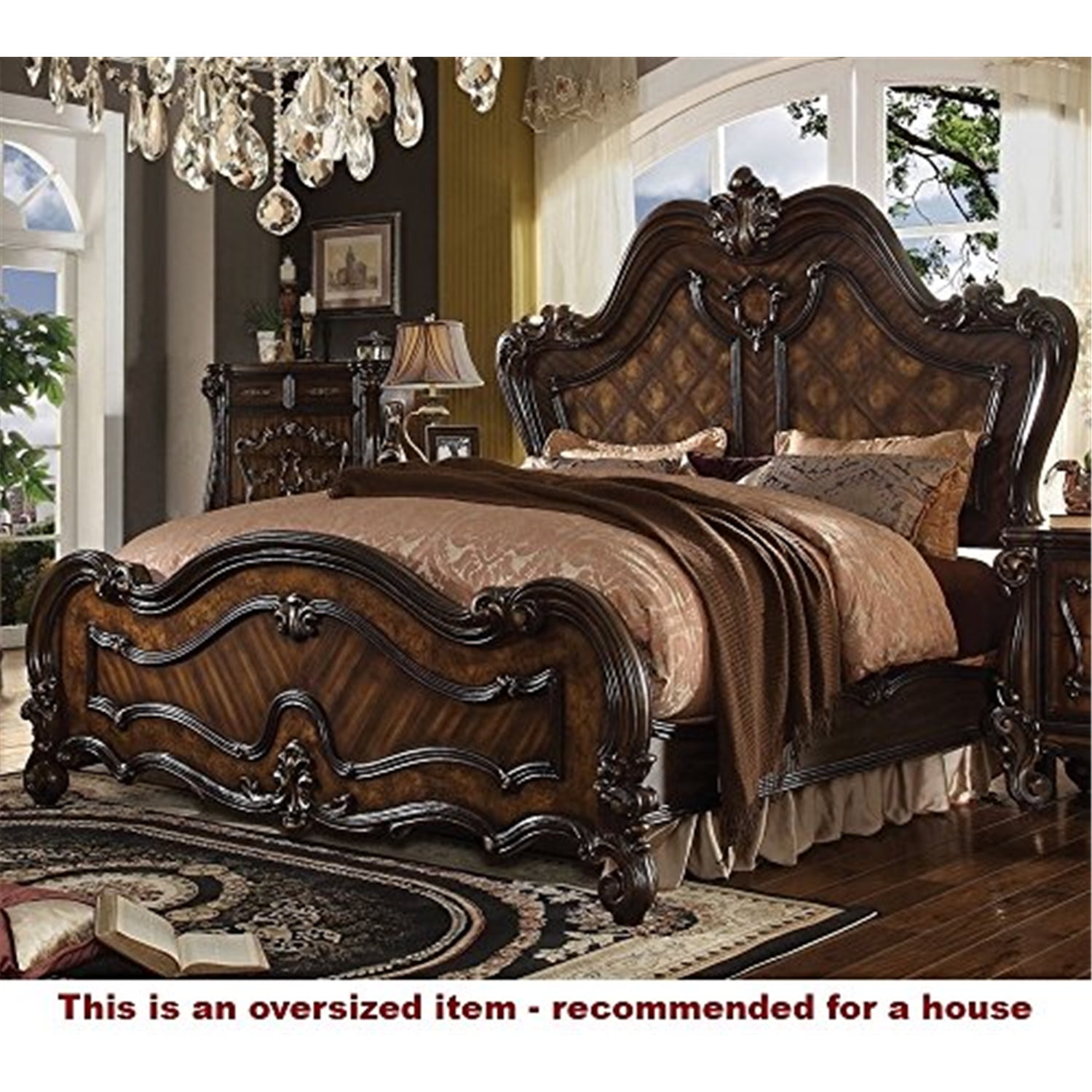 ACME Versailles King Wooden Panel Bed in Cherry Oak - Walmart.com