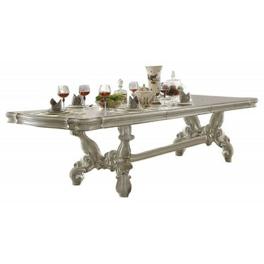 Acme Picardy Dining Table with Double Pedestal in Antique Pearl and ...