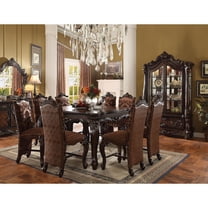 ACME Dresden Round Dining Table with Glass Top, Single Pedestal, and ...