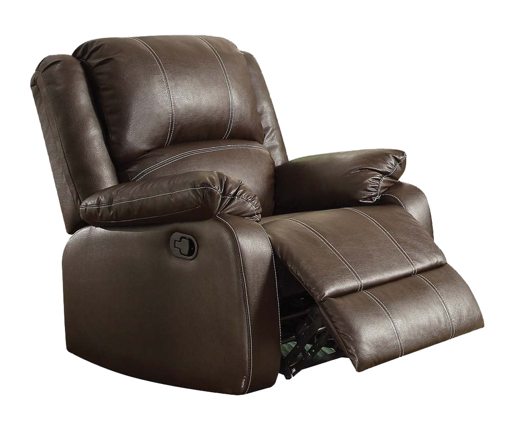ACME Zuriel Stylish Living Room Rocker Recliner in Brown Faux Leather ...