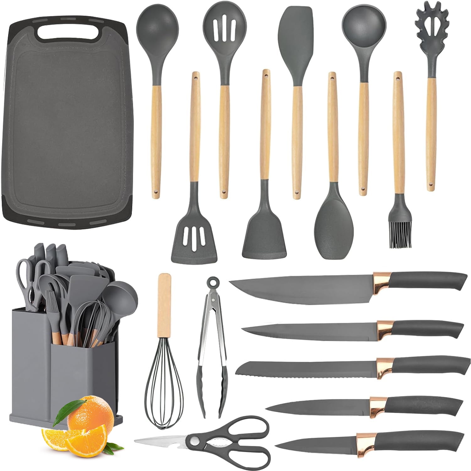 ACMETOP 19 Pieces Kitchen Utensils Set for Cooking-11 Silicone Cooking ...