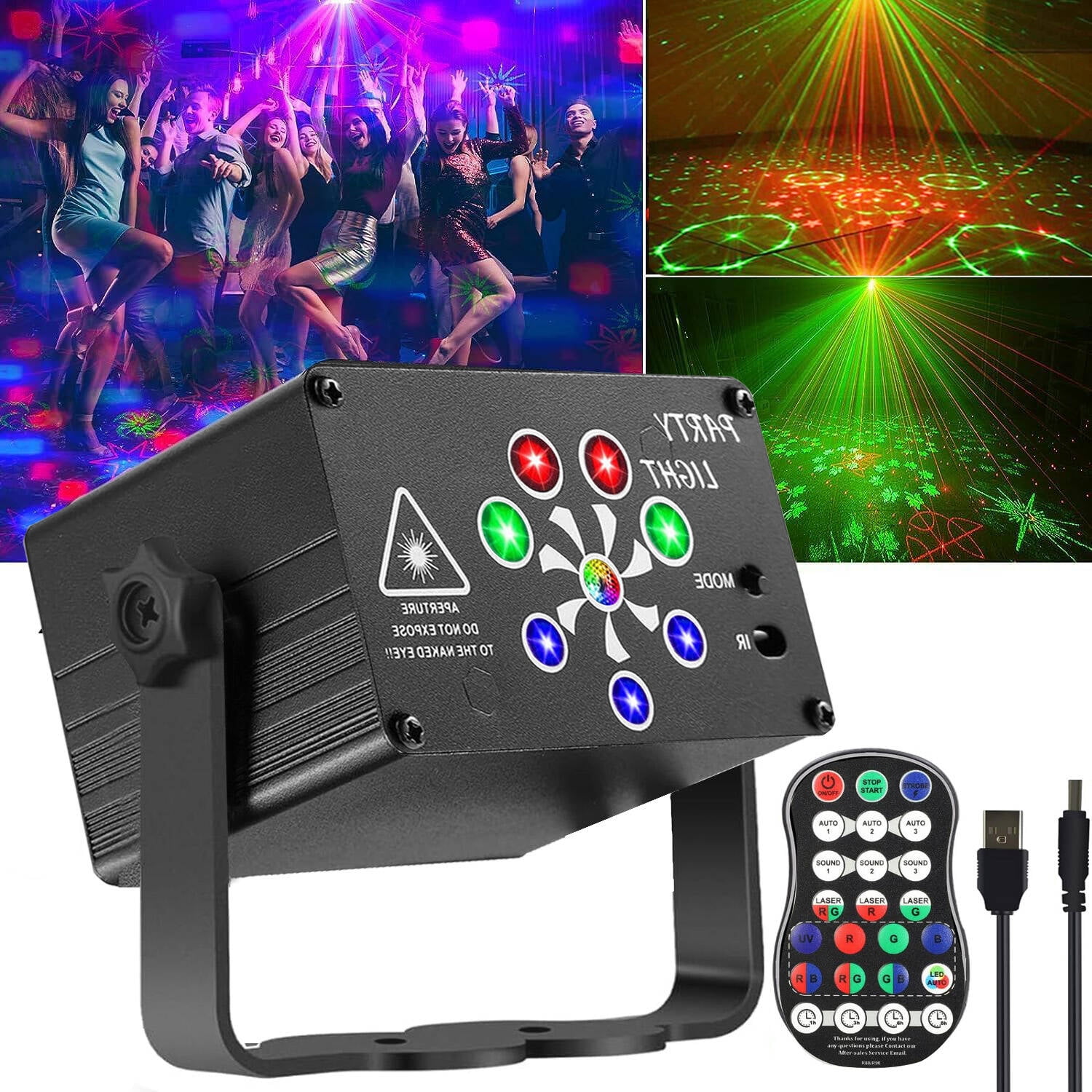 ACMETOP DJ Disco Lights Party Lights, UV RGB, 240 LED Patterns Sound ...
