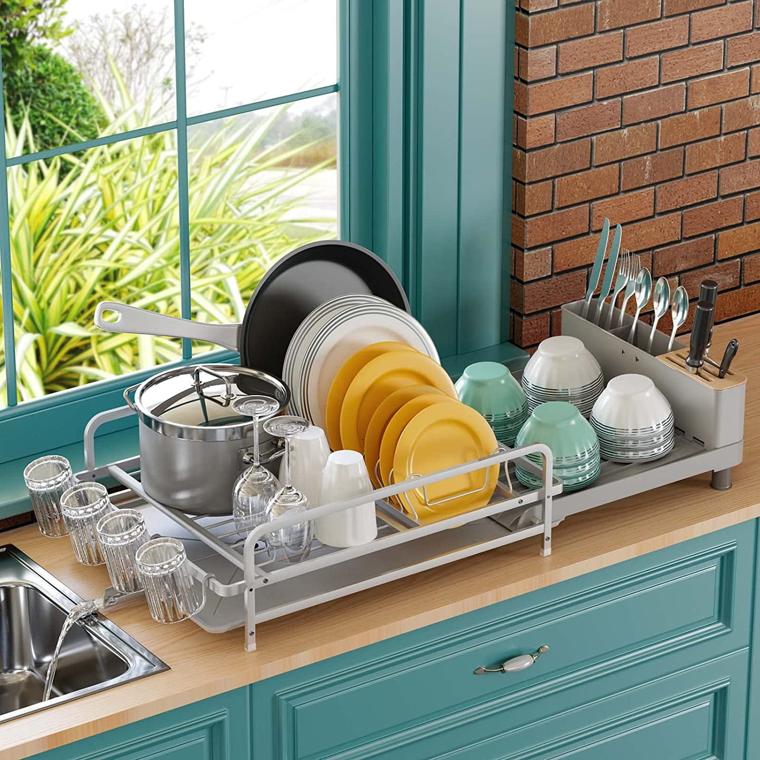 Acmetop Dish Drying Rack Expandable Large Dish Rack For Kitchen