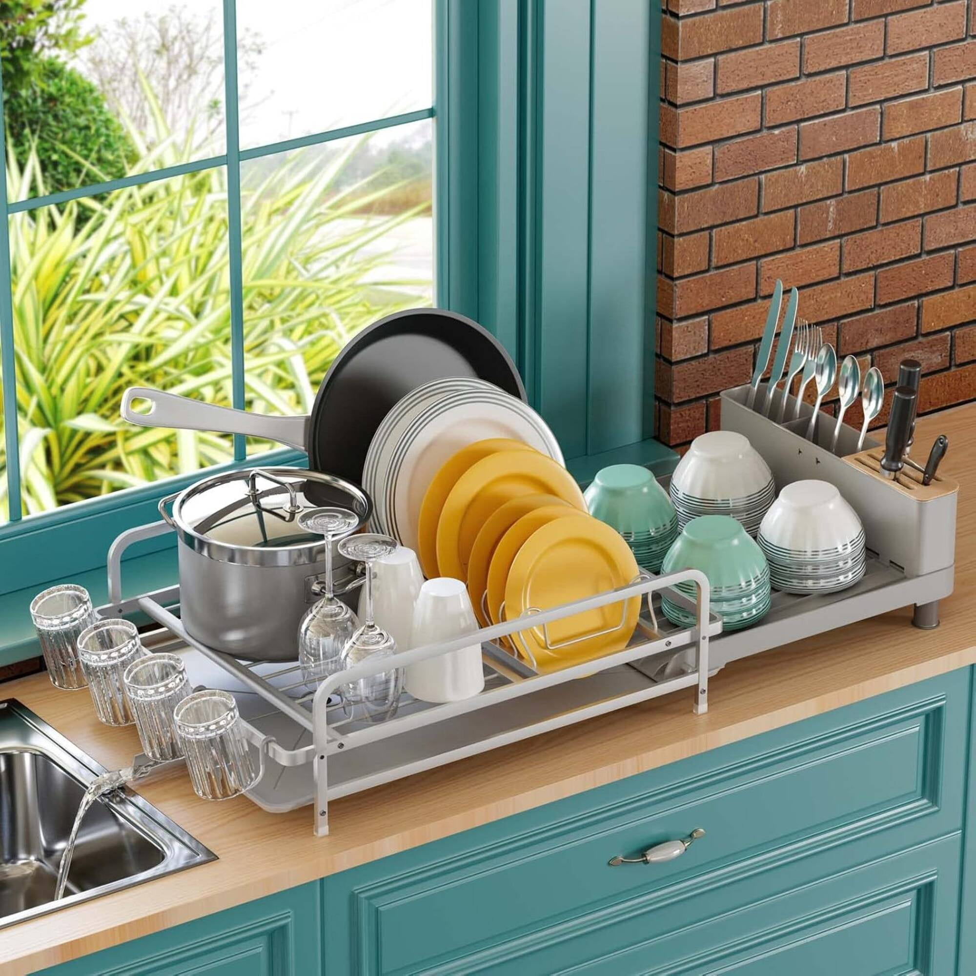 ACMETOP Dish Drying Rack, Extendable Dish Racks for Kitchen Counter ...